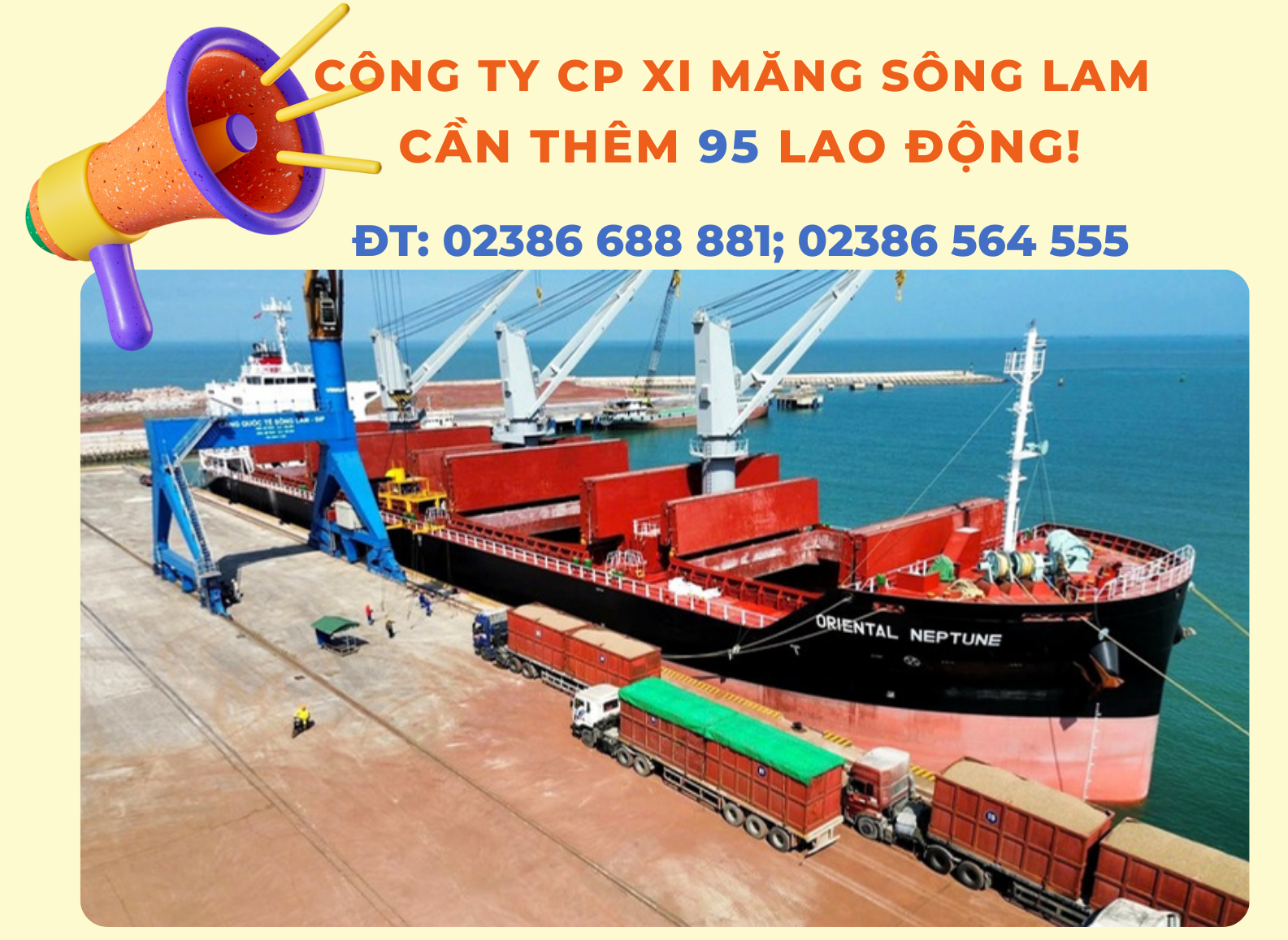 Cẩn tuyển thêm 95 nhân sự làm việc tại Công ty cổ phần Xi măng Sông Lam