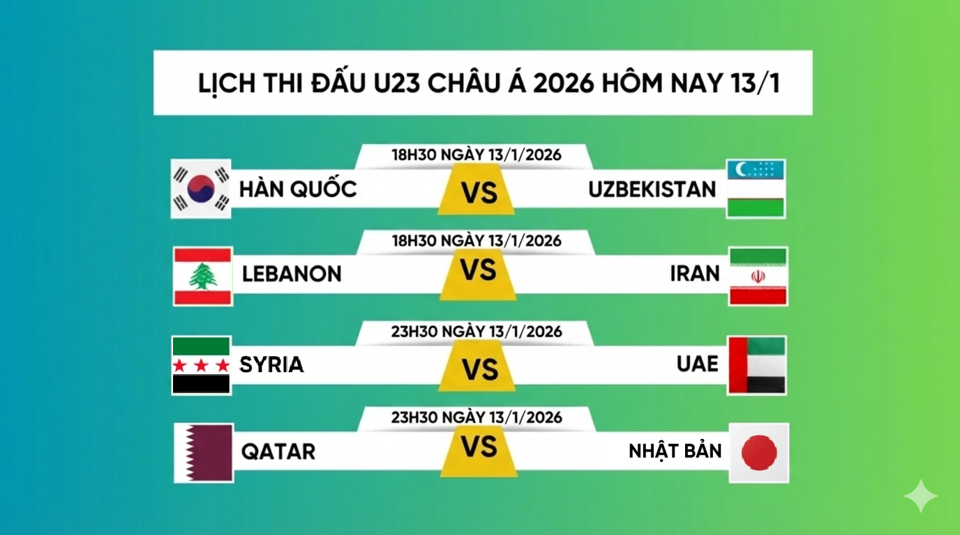 VTV6 trực tiếp bóng đá U23 Nhật Bản vs Qatar hôm nay 13/01/2026