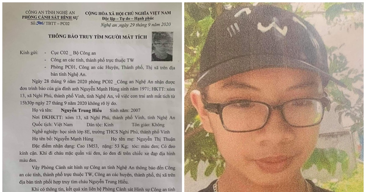 An 8th-grade boy in Vinh City has mysteriously disappeared.