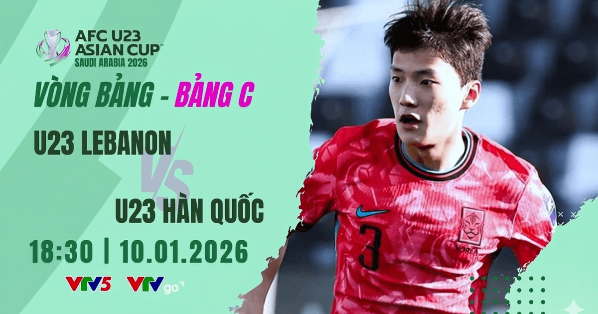 VTV5 trực tiếp bóng đá U23 Hàn Quốc vs Lebanon 10/1/2026