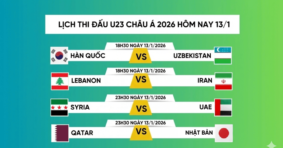 VTV5 VTV6 xem trực tiếp bóng đá U23 châu Á 2026 hôm nay 13/1